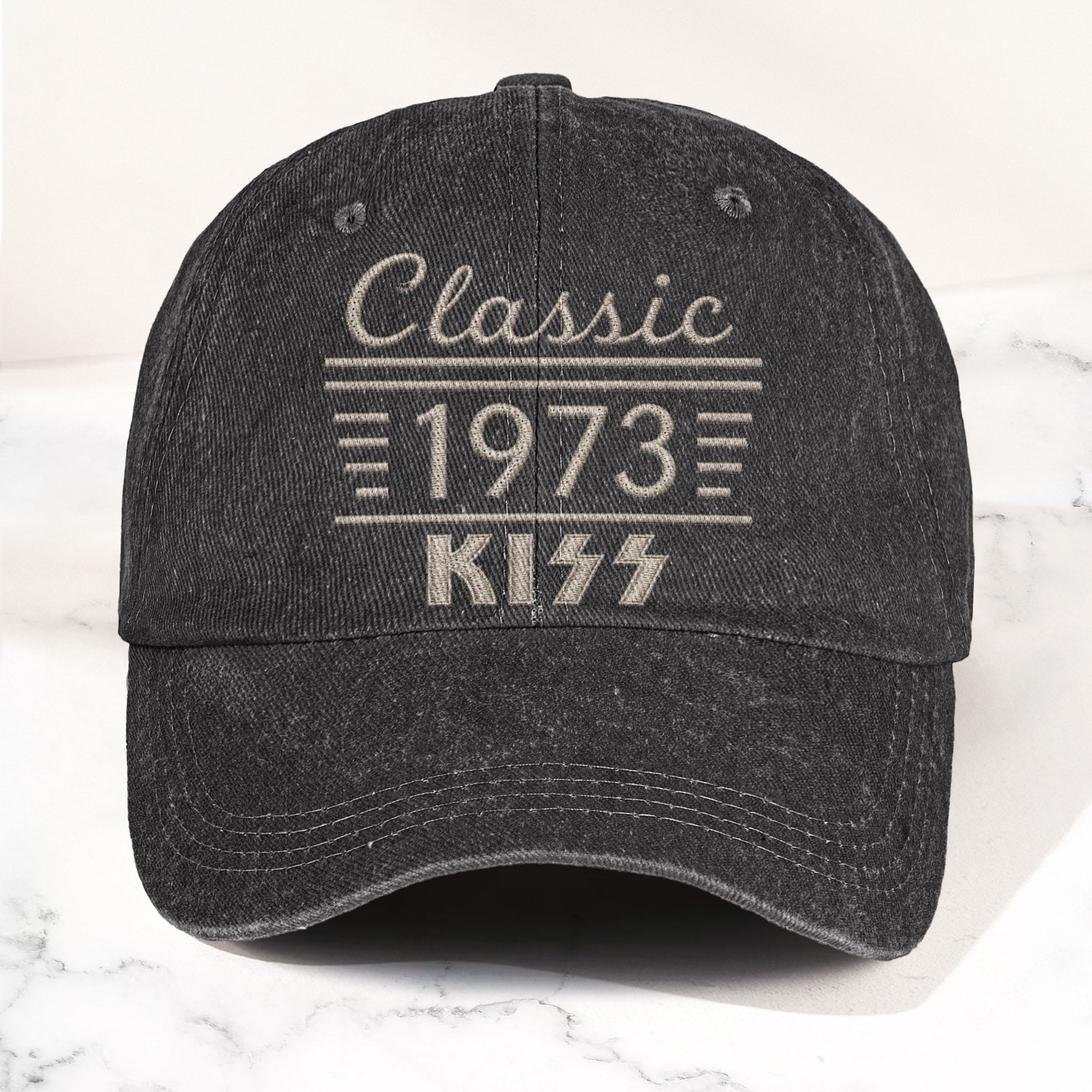 Kiss Classic 1973 Est Hard Rock Glam Metal Band Music Merch Denim Cap ...
