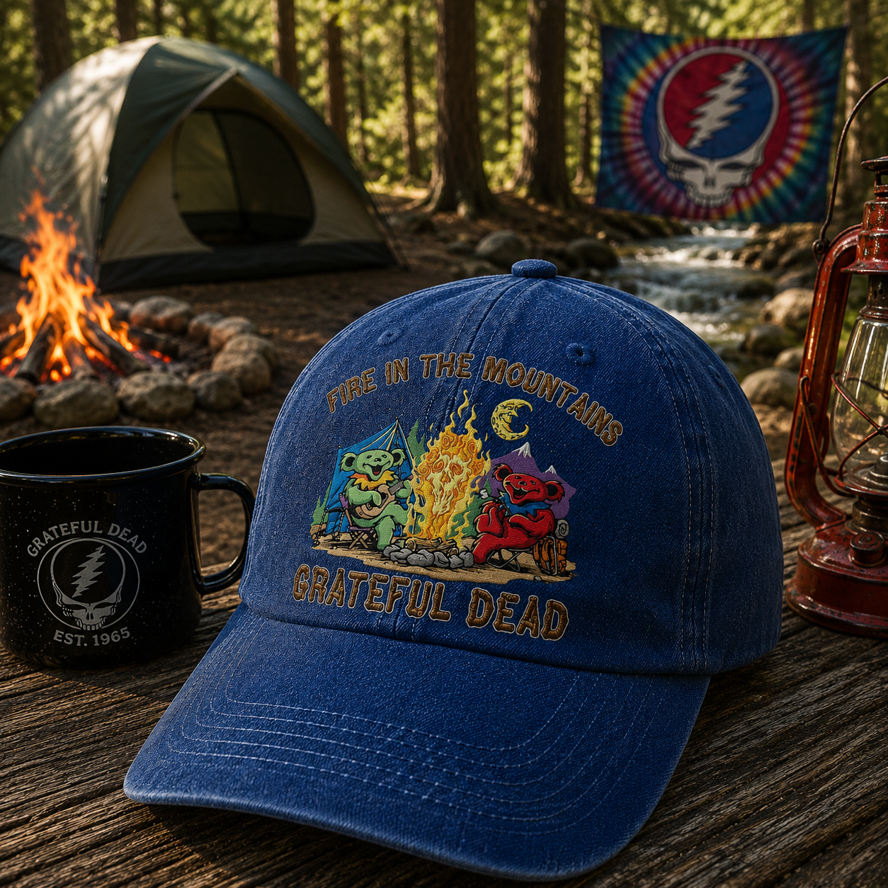 Grateful Dead Accent Mug – Fire In The Mountains Camping Bears Coffee ...