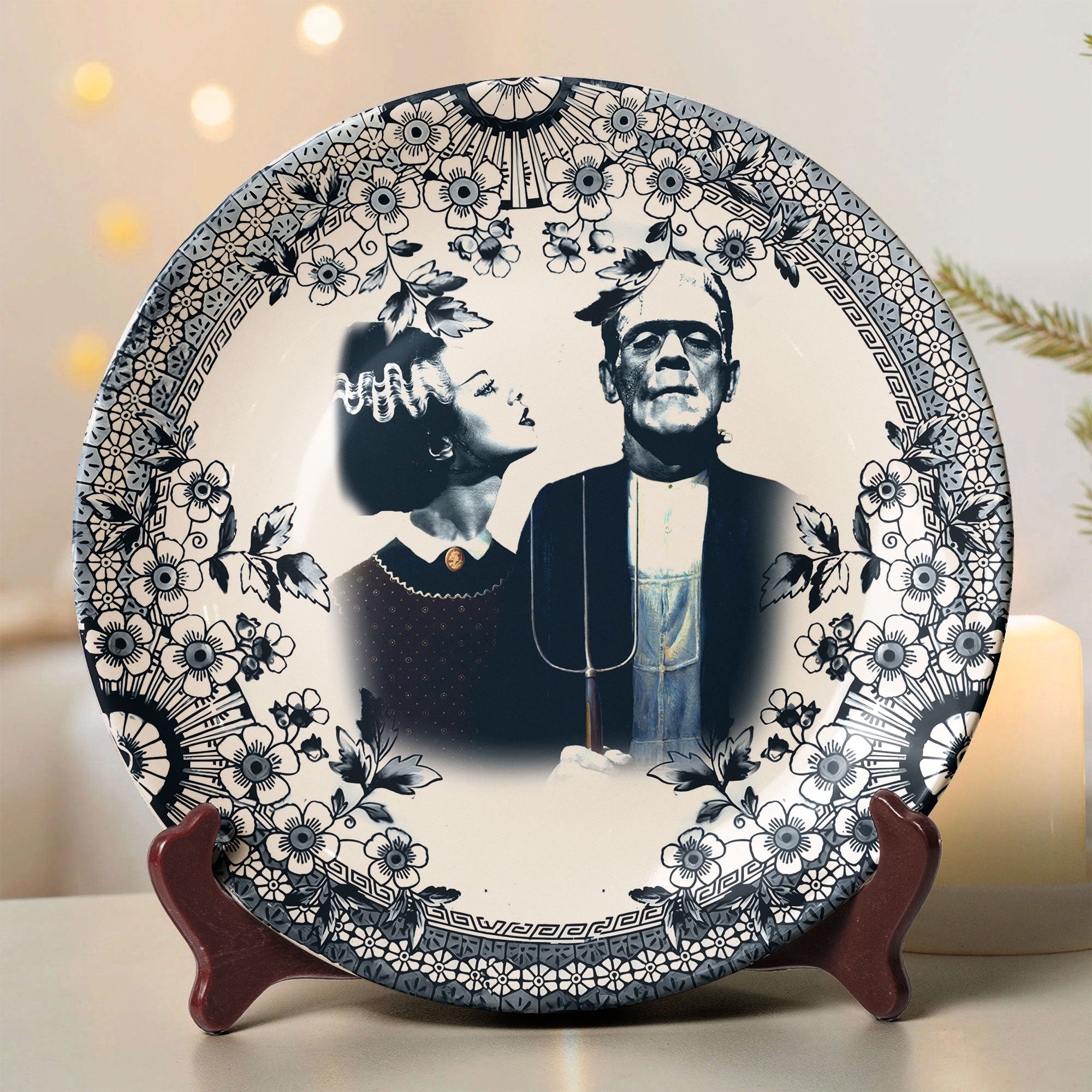 Vintage Horror Ceramic Plate – Frankenstein & Bride of Frankenstein ...