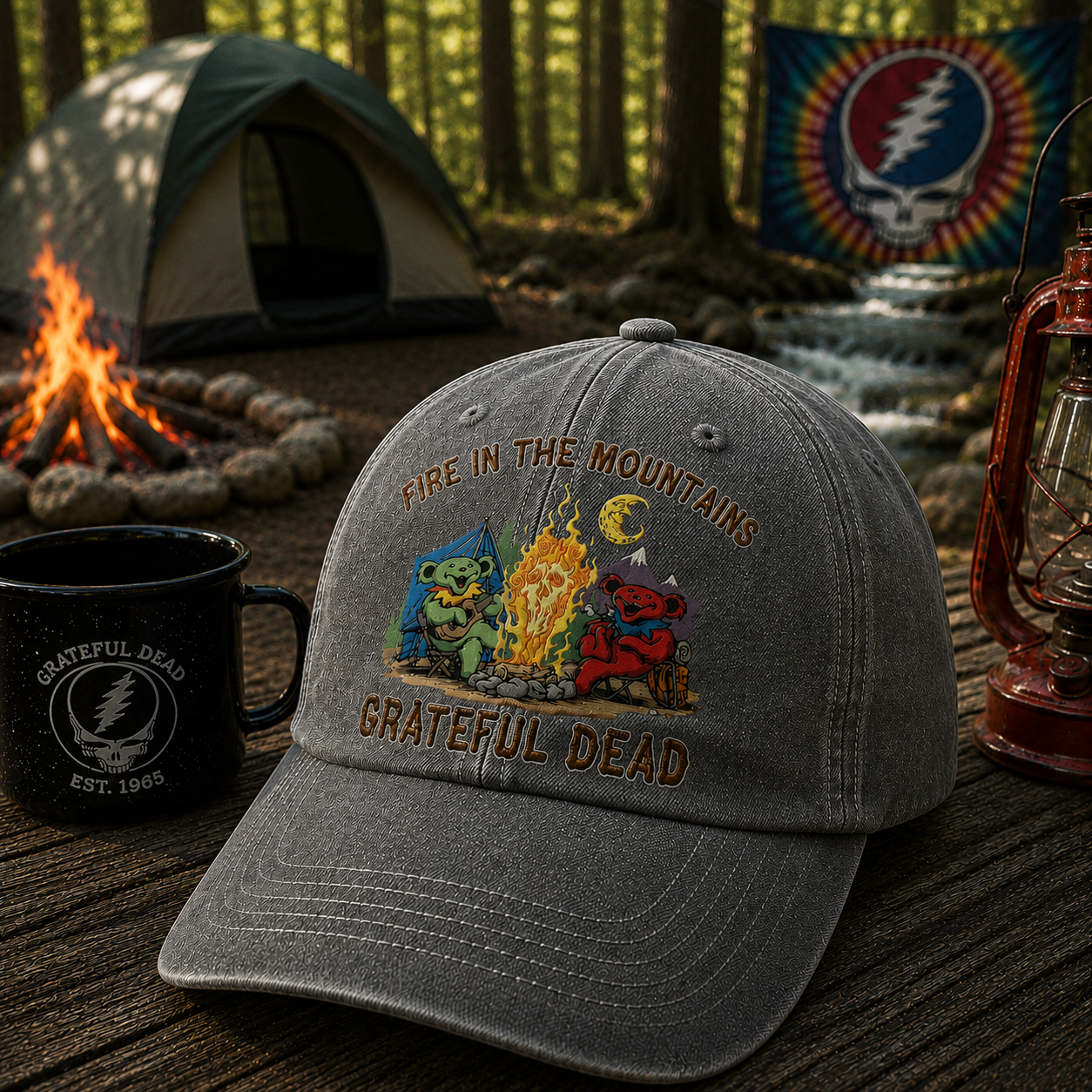 Grateful Dead Accent Mug – Fire In The Mountains Camping Bears Coffee ...