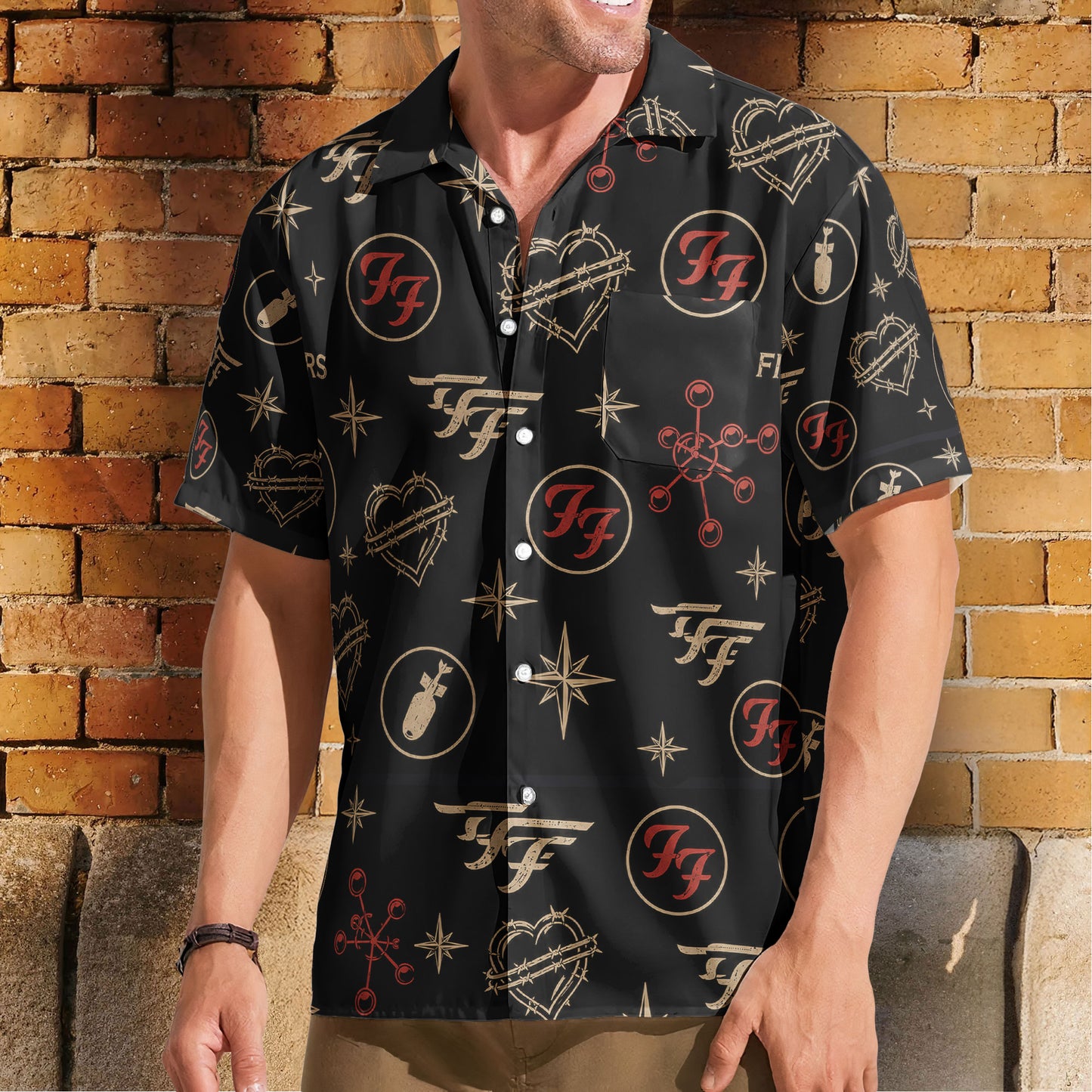 Foo Fighters Rock Icon Graphic All-Over Print Hawaiian Shirt – Retro M ...