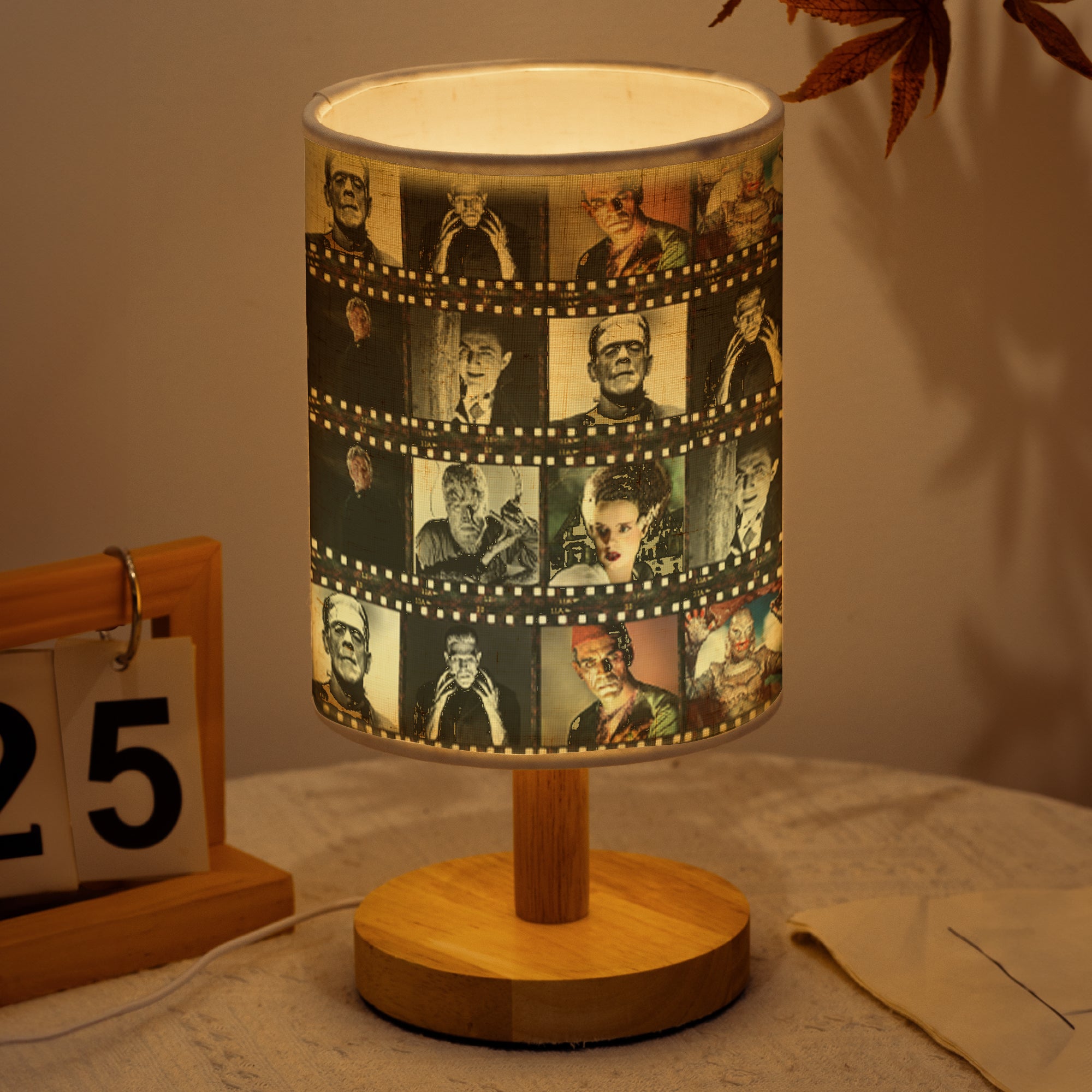Frankenstein Film Reel Table Fabric Lamp – Classic Horror Movie Design ...