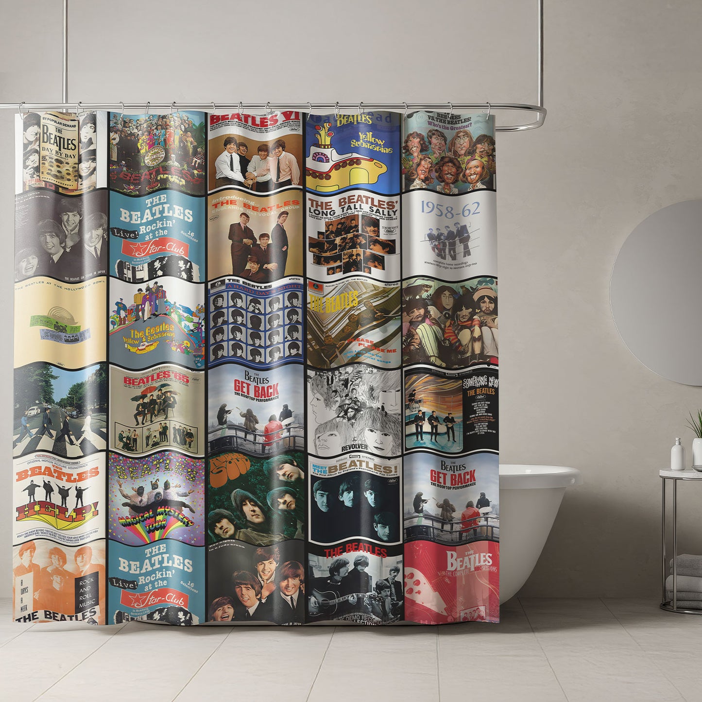 The Beatles Vintage Album Collage Shower Curtain – Retro Music Nostalg ...