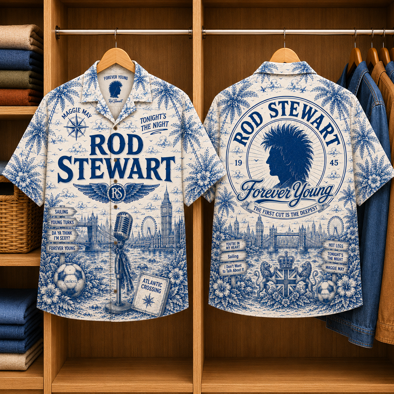 Rod Stewart Special Edition Tropical Blue Hawaiian Shirt - Unisex Musi ...