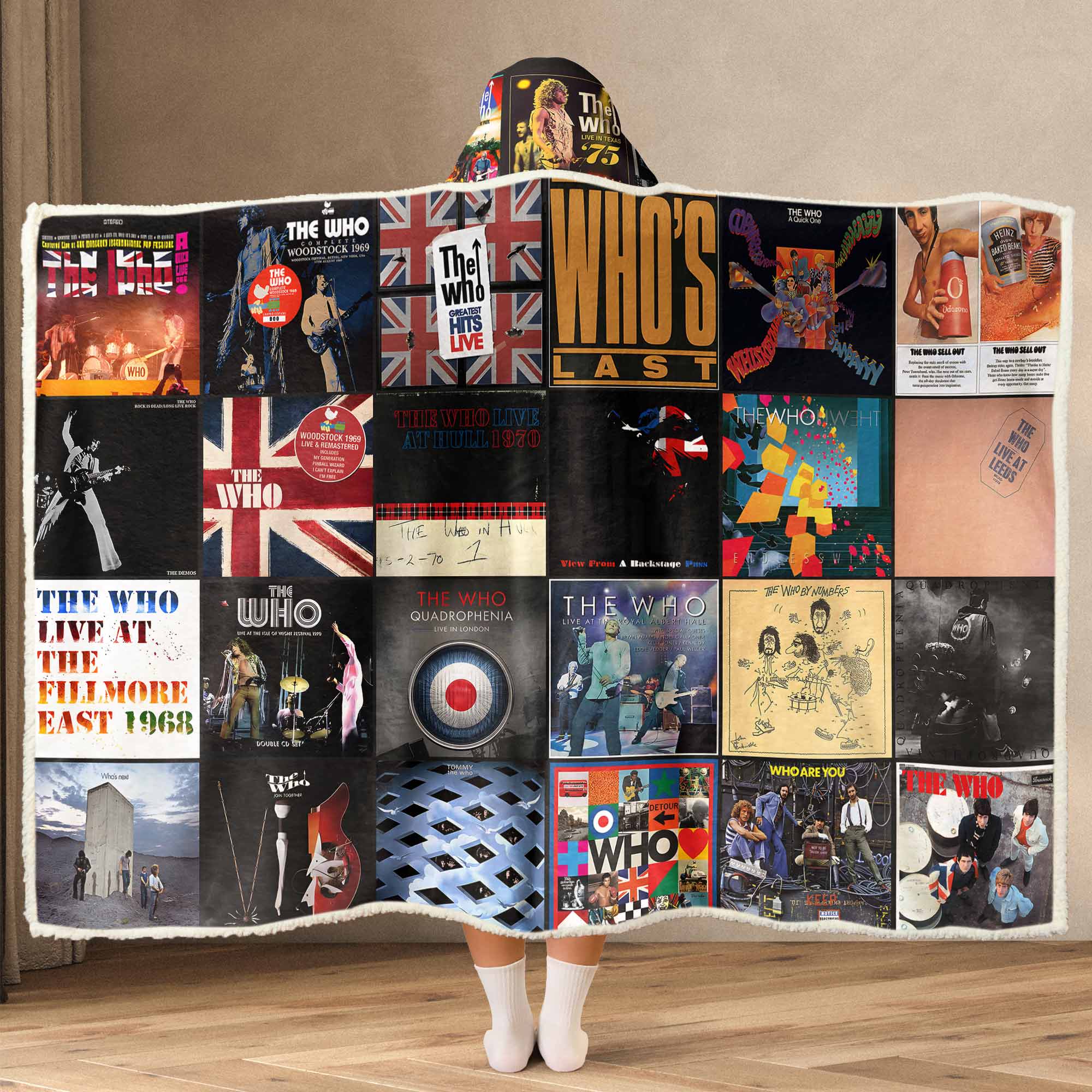 The Who Rock Band Album Covers Wearable Hooded Blanket - Classic Briti ...