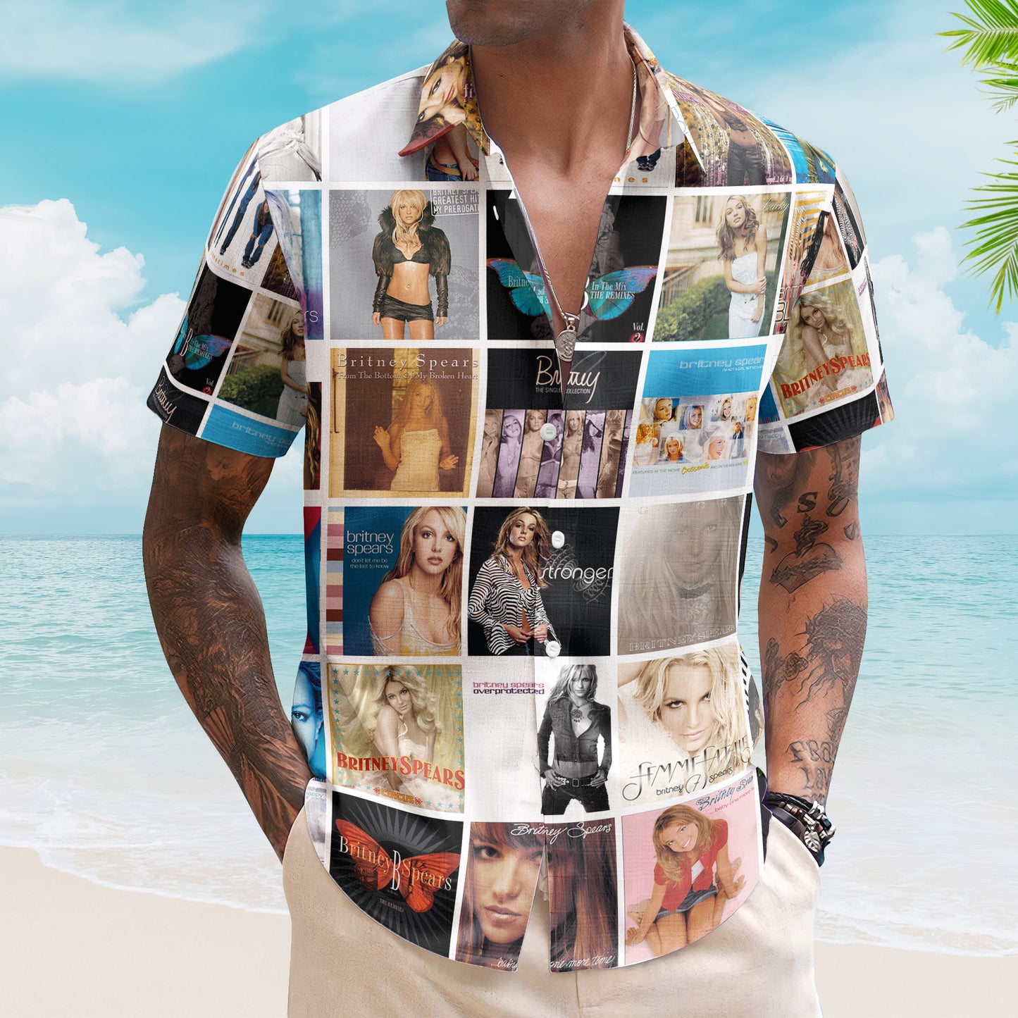 Britney Spears Album Collage Hawaiian Shirt – Pop Star Fan Shirt ...